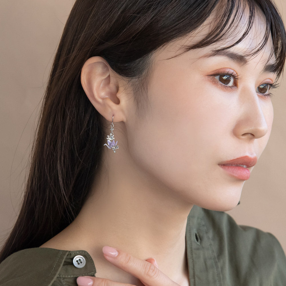 Momiji and Crane Drop Earrings