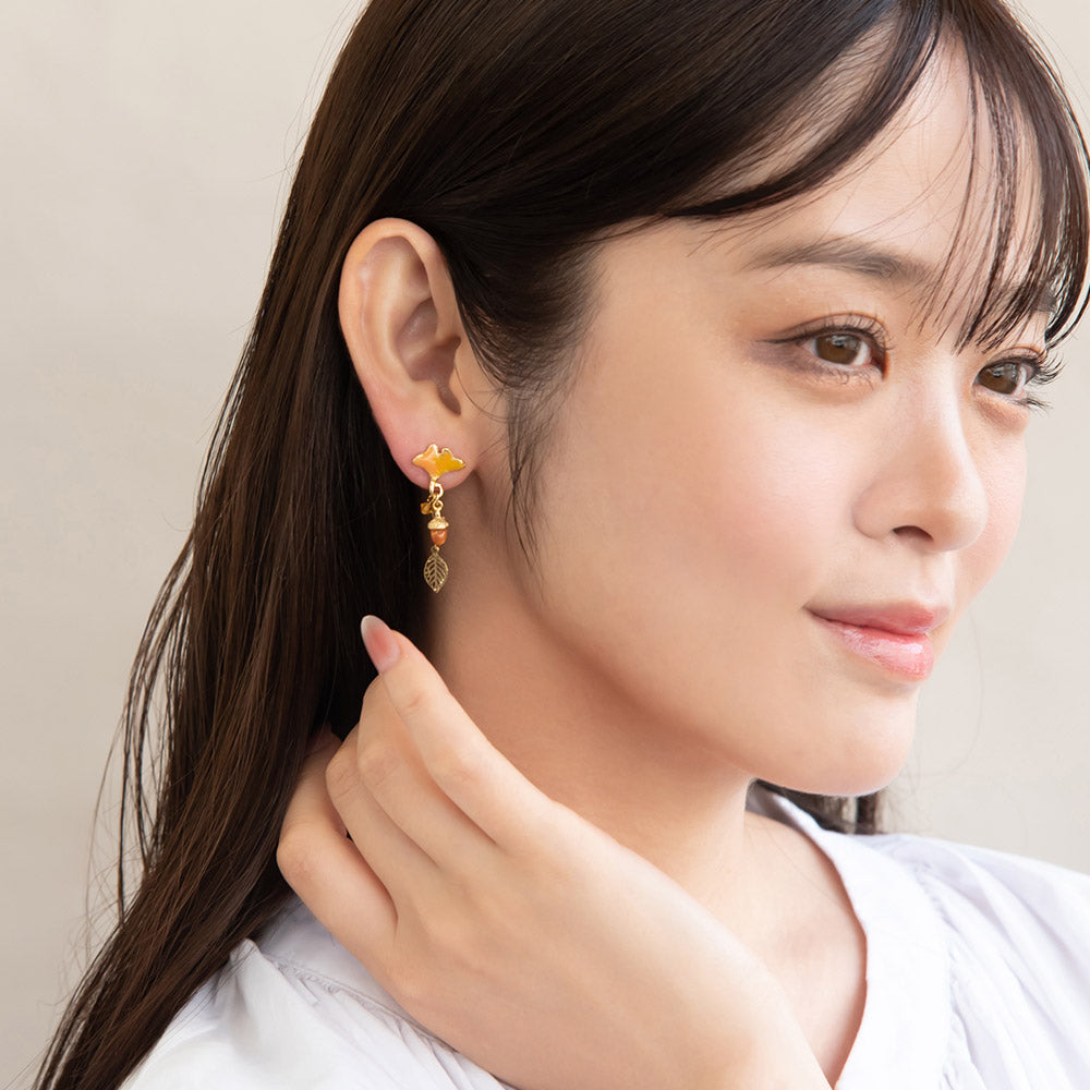 Cat and Fall Foliage Mismatched Earrings