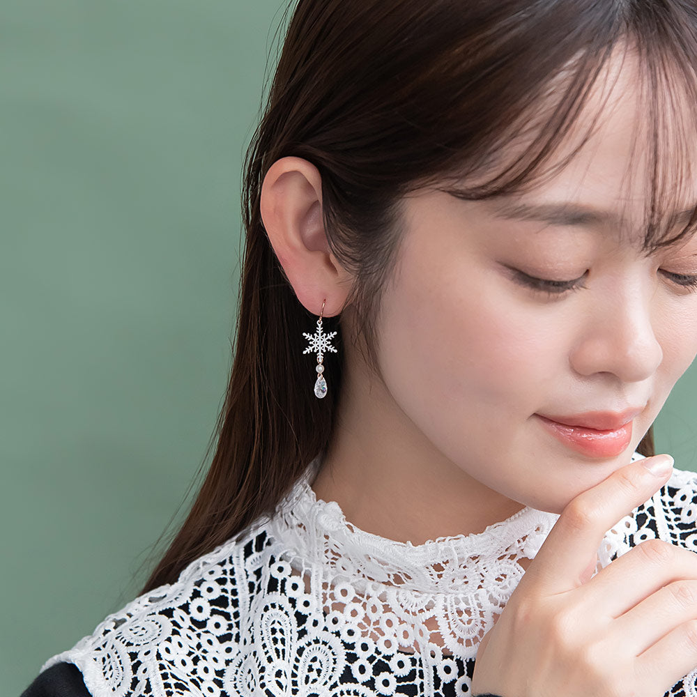 Snowflake and Teardrop Stone Earrings