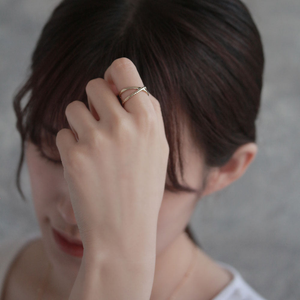 Textured Cross Open Ring