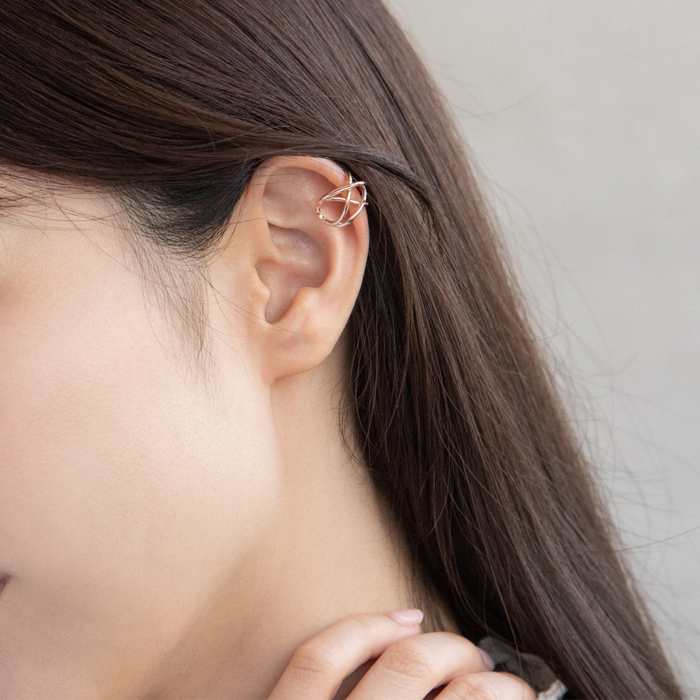Rose Silver Multi Strand Ear Cuff