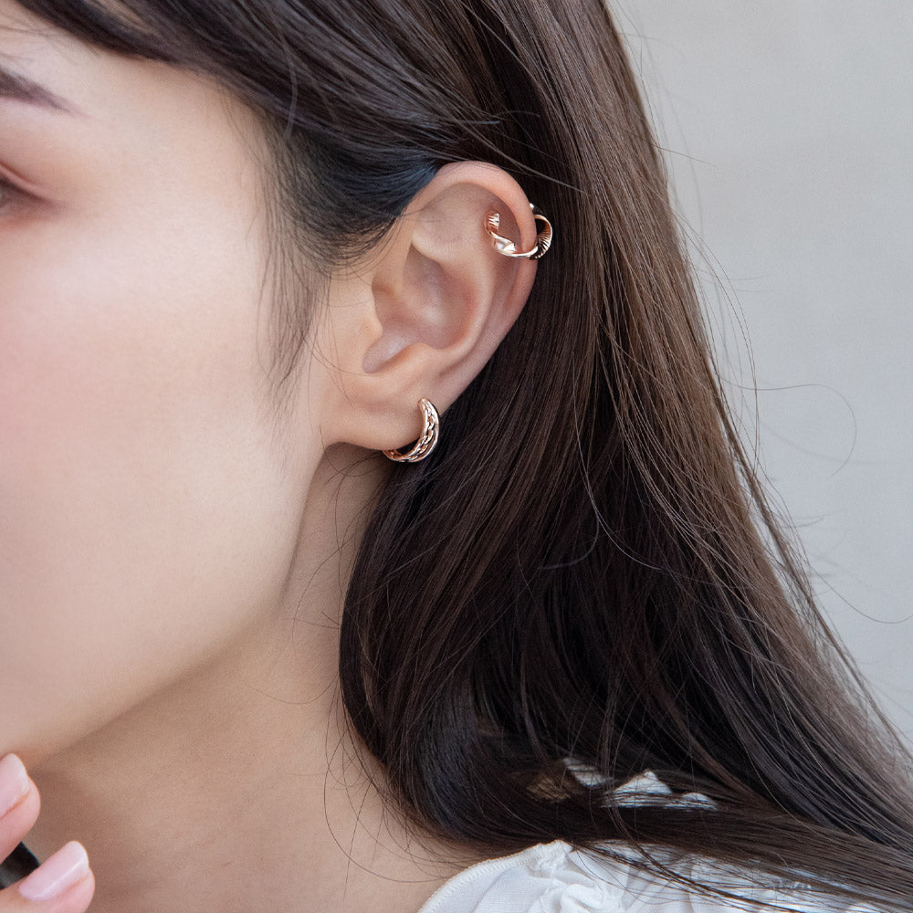 Rose Silver Ear Cuff Set