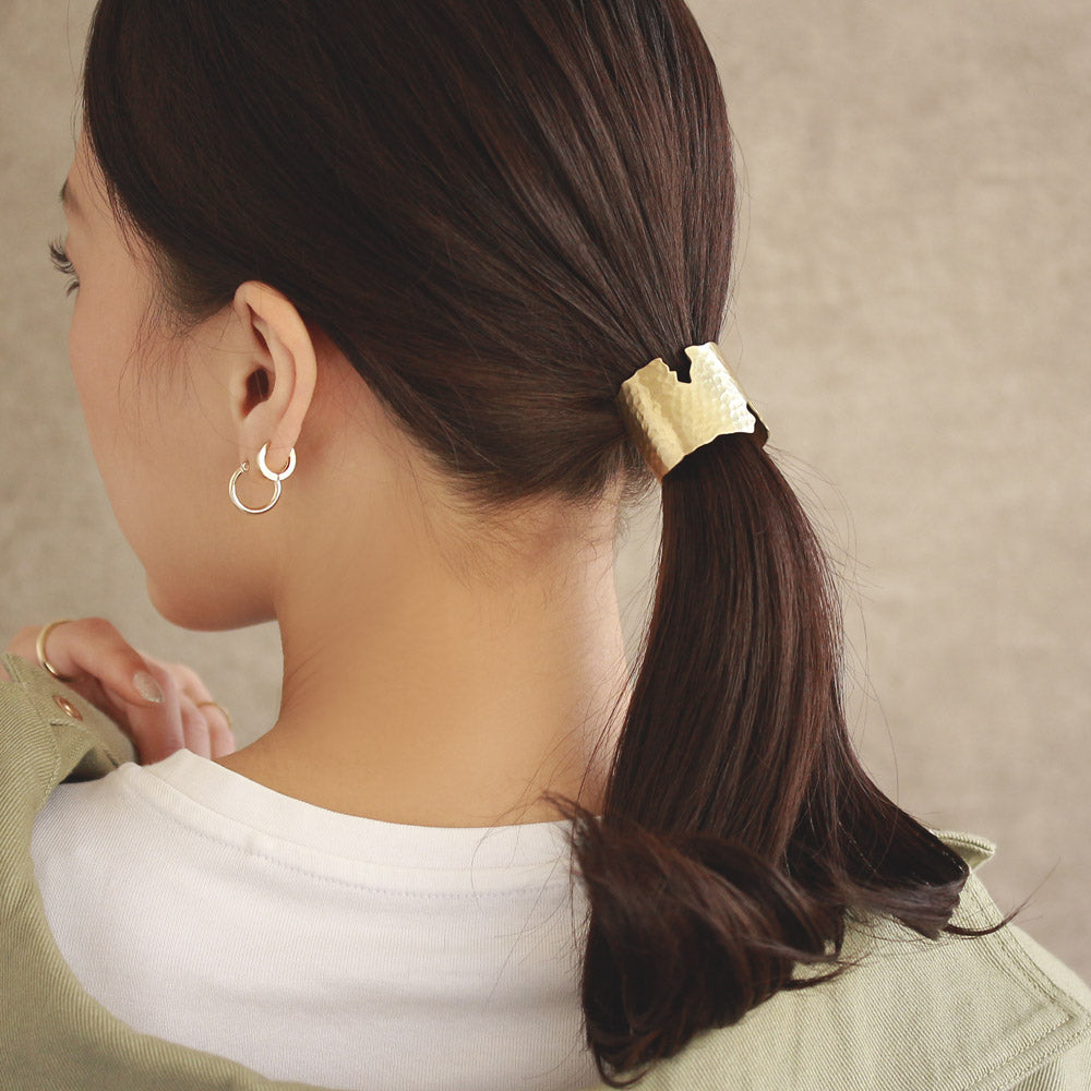 Hammered Notched Brass Ponytail Cuff
