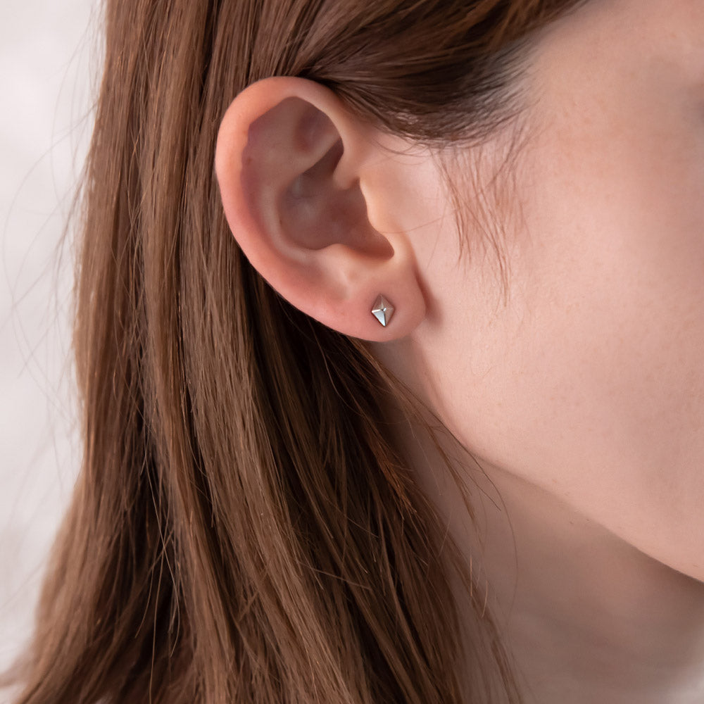 Stainless Steel Faceted Square Studs