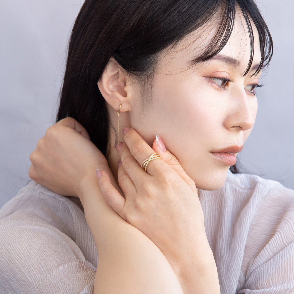 Gemline Triple Strand Cross Open Ring