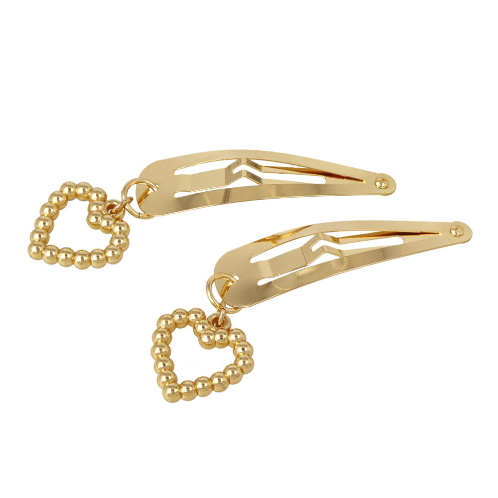 Metal Dangle Heart Snap Clip Set