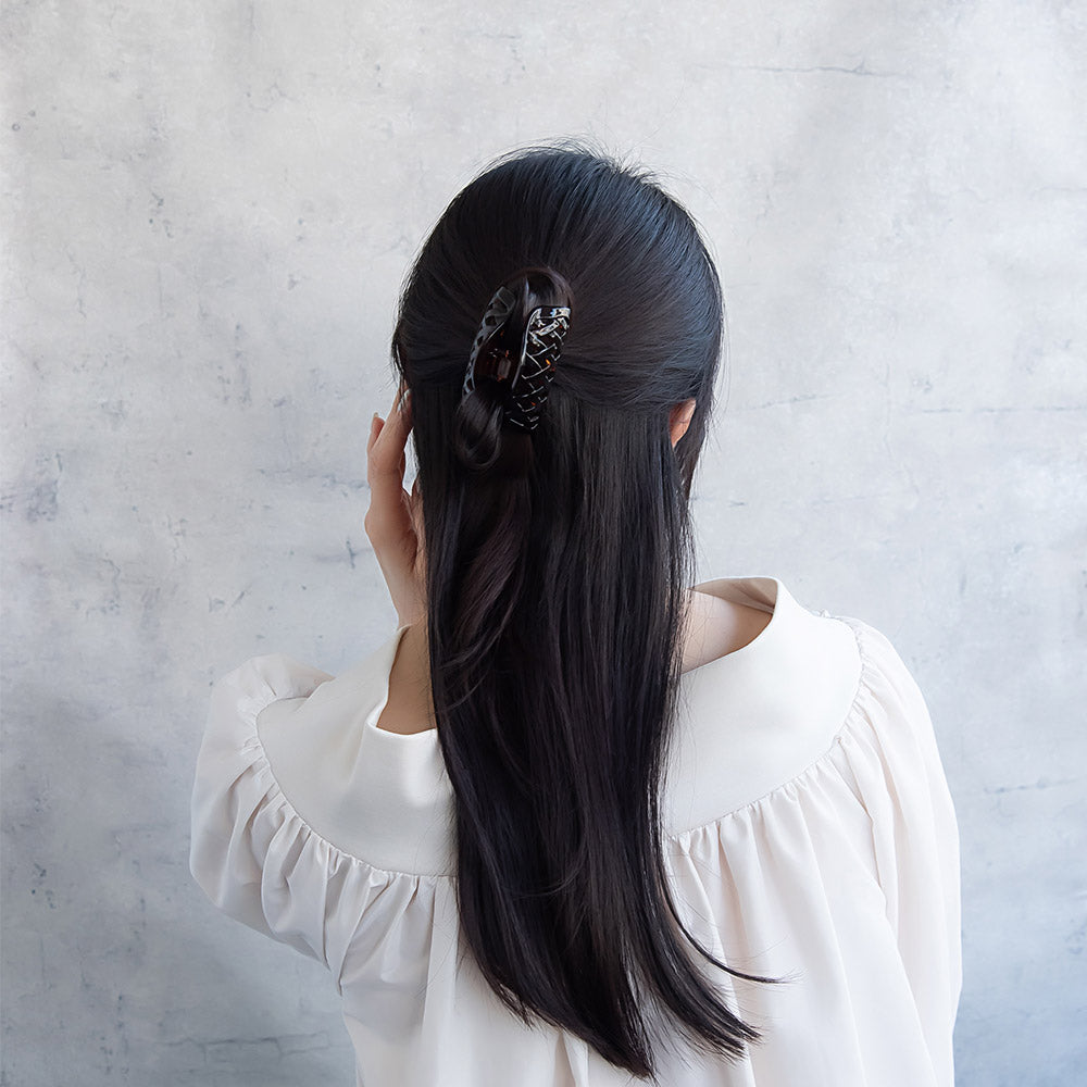 Plaid Half Moon French Hair Claw