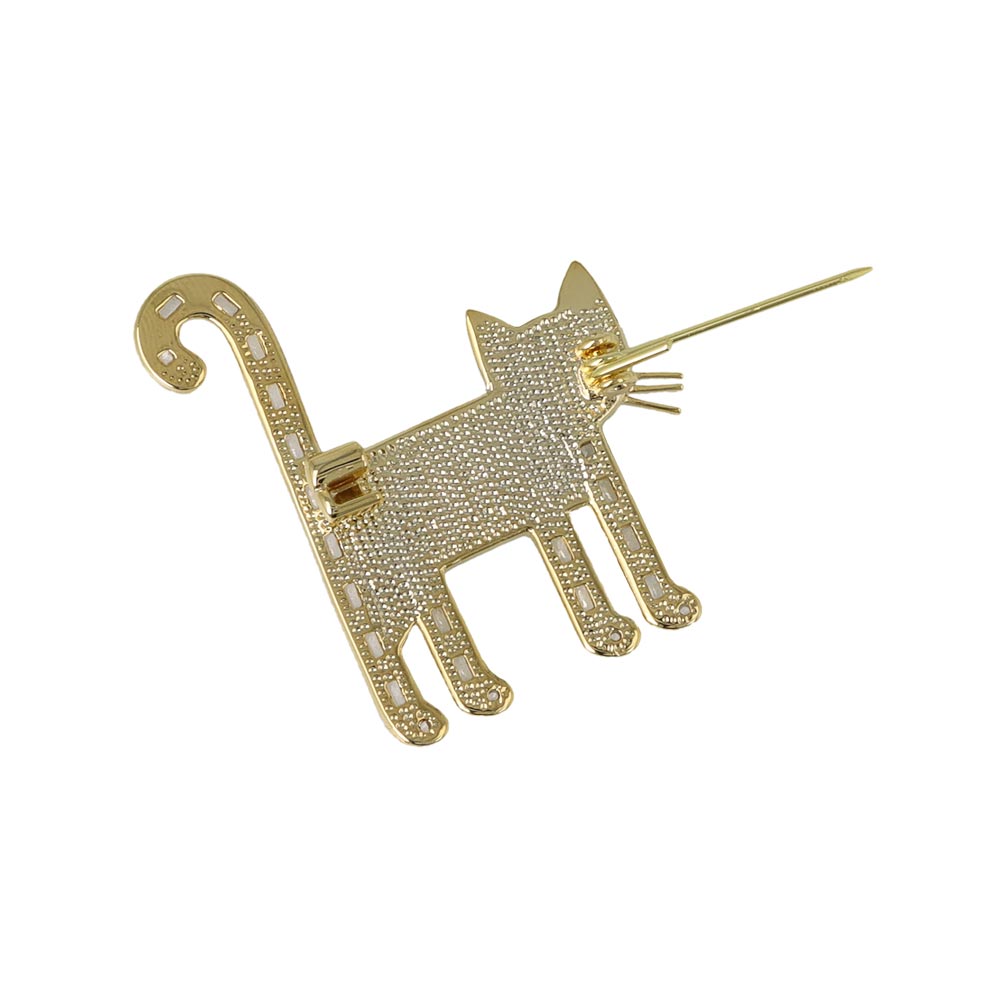 Rhinestone Cat Brooch