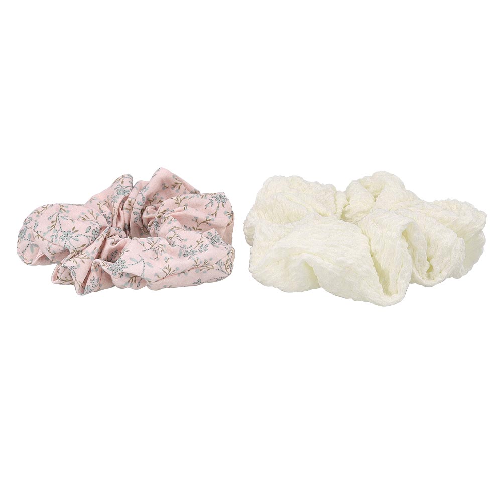 Flower and Texture Hair Scrunchie Set