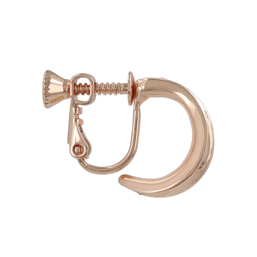 Rose Silver Tone Encrusted Sculptural Hoop Clip Ons
