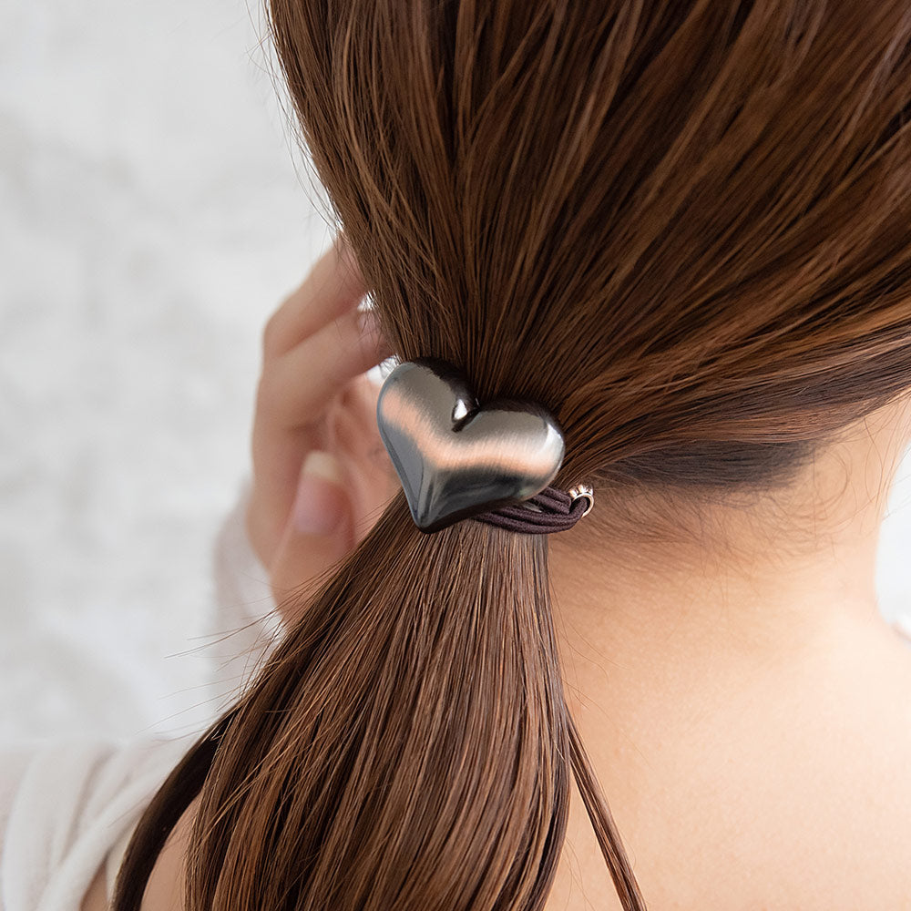 Buffed Heart Ponytail Holder