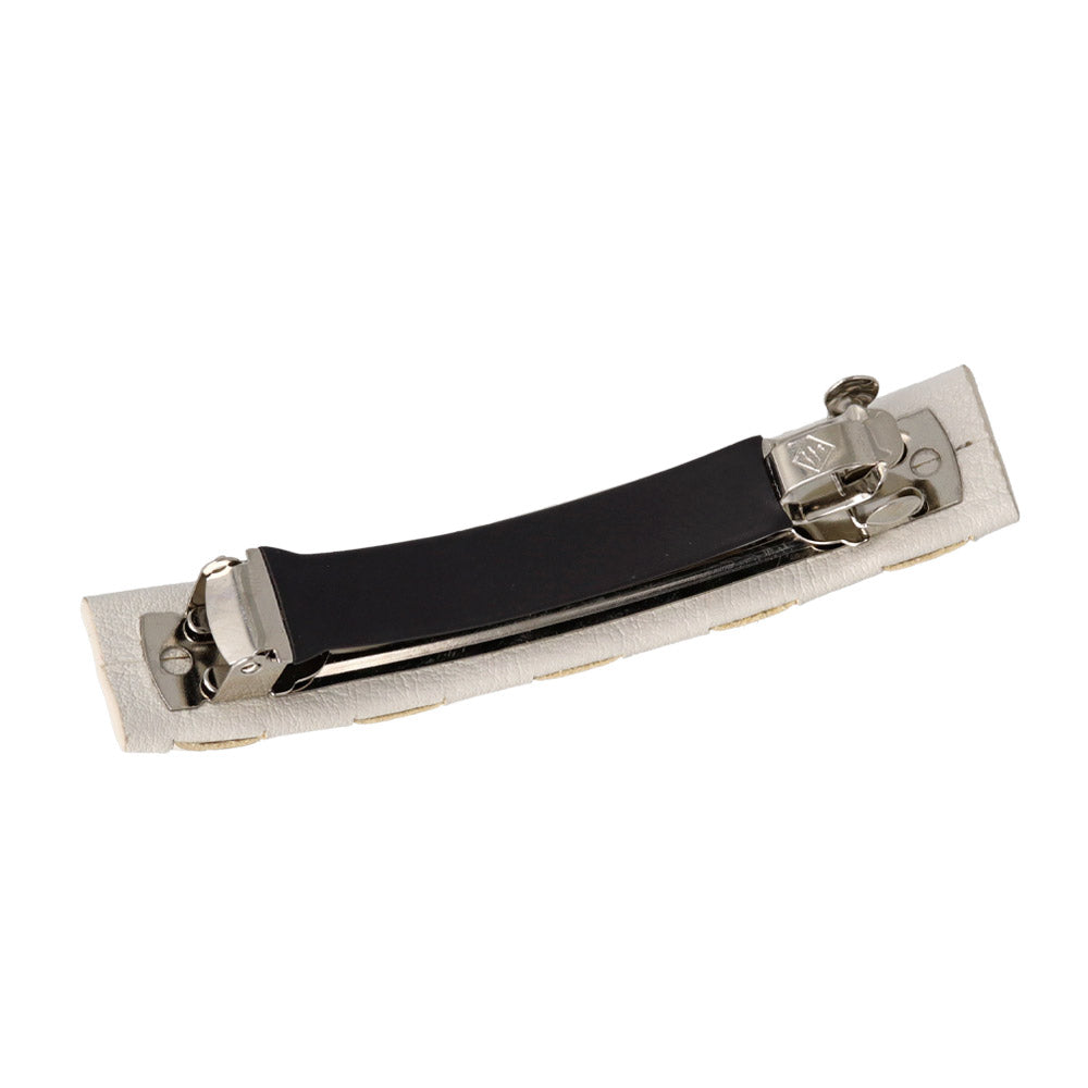 Braided White Leather Hair Barrette