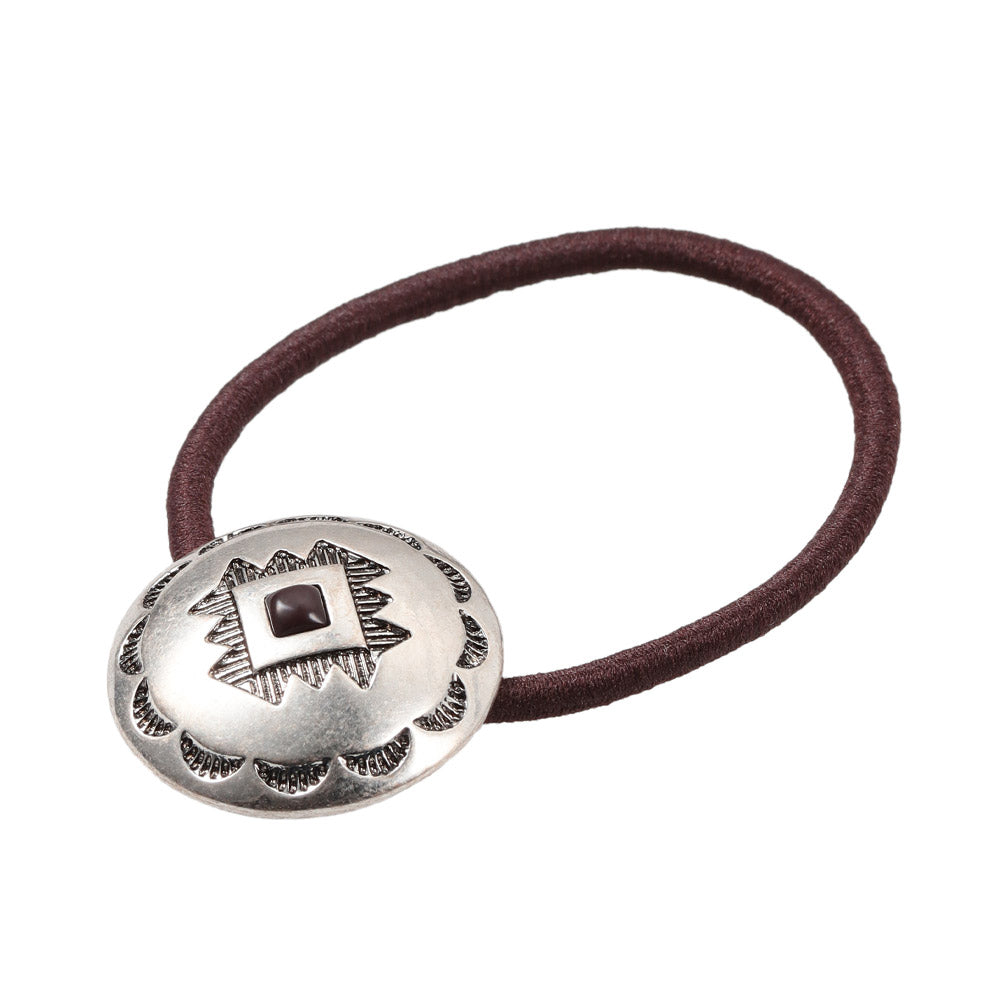 Engraved Circle Concho Hair Tie