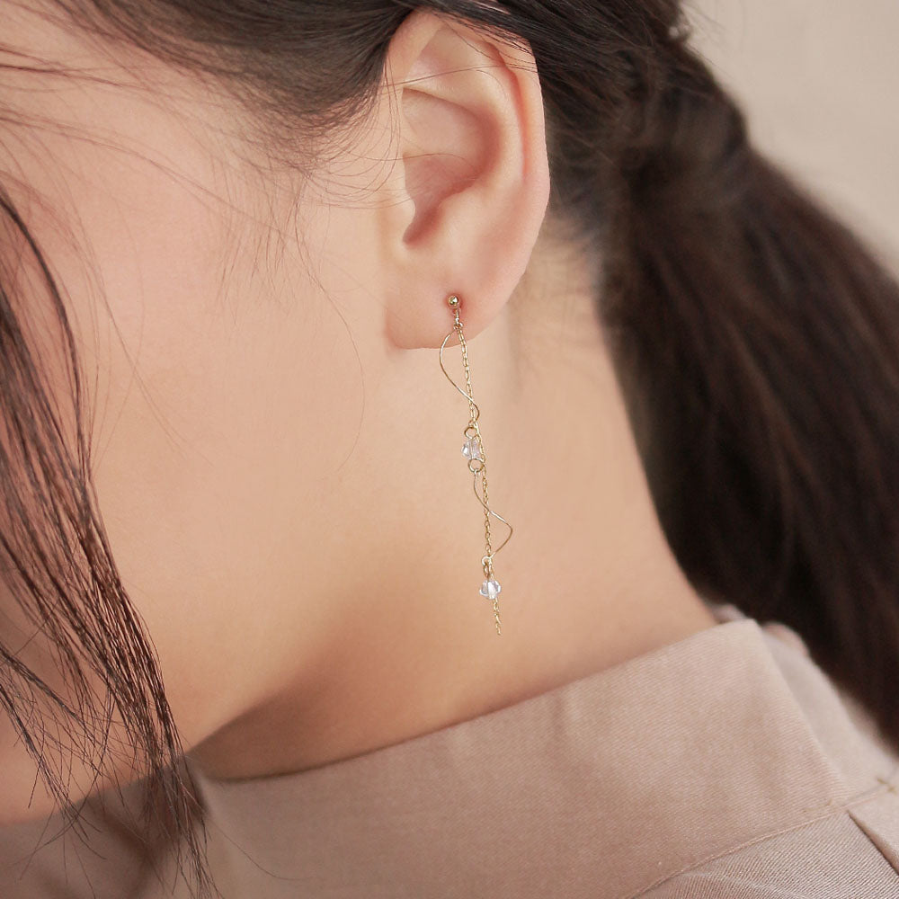 Spiral and Chain Beaded Drop Plastic Earrings