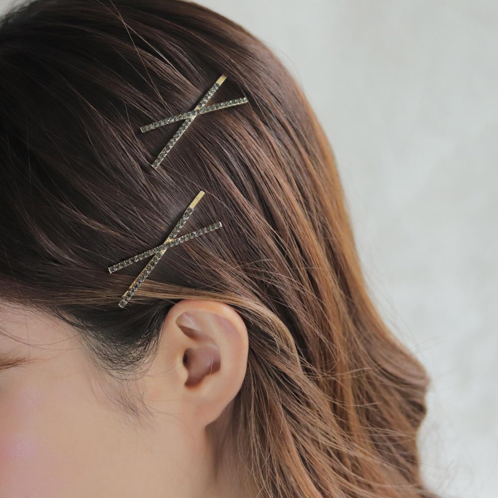 Pave Cross Hairpin Set